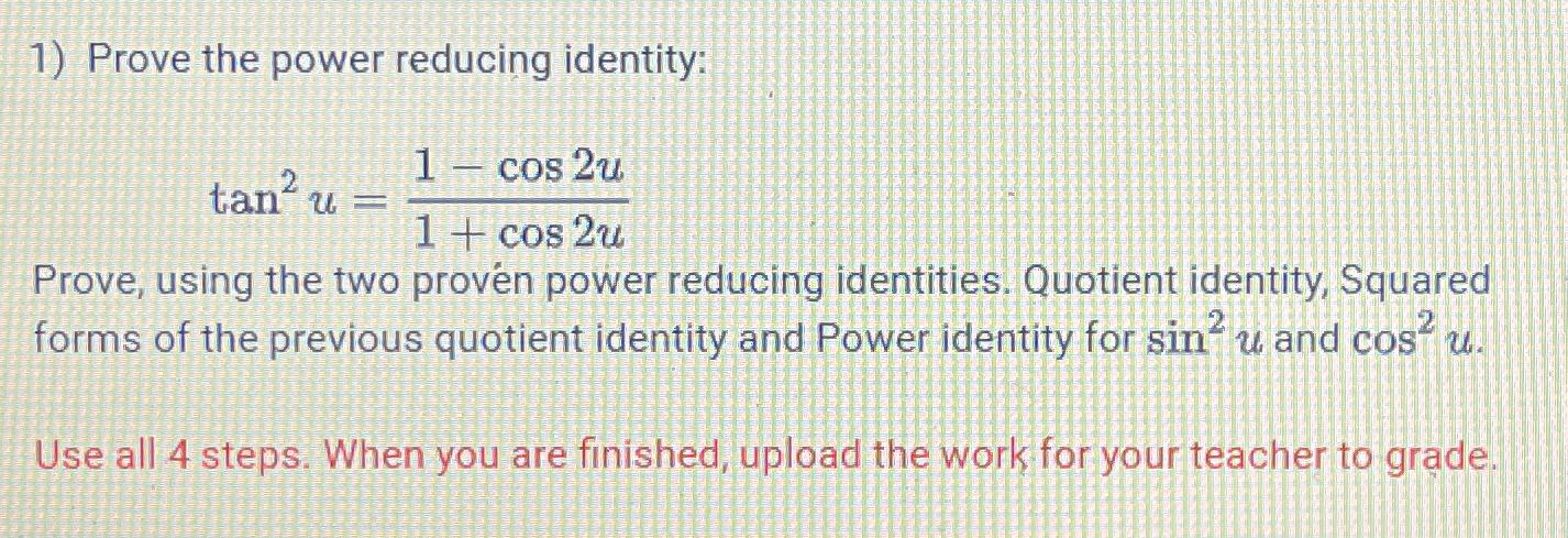 Solved Prove the power reducing | Chegg.com