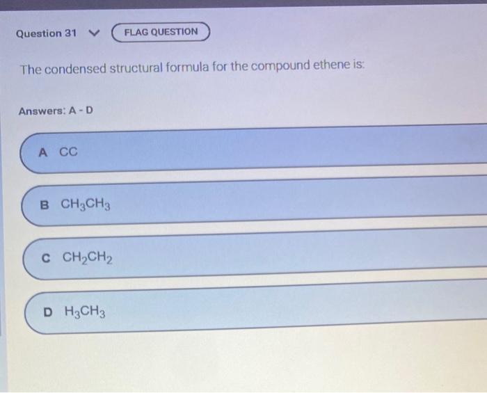 Solved Question 31 The condensed structural formula for the | Chegg.com