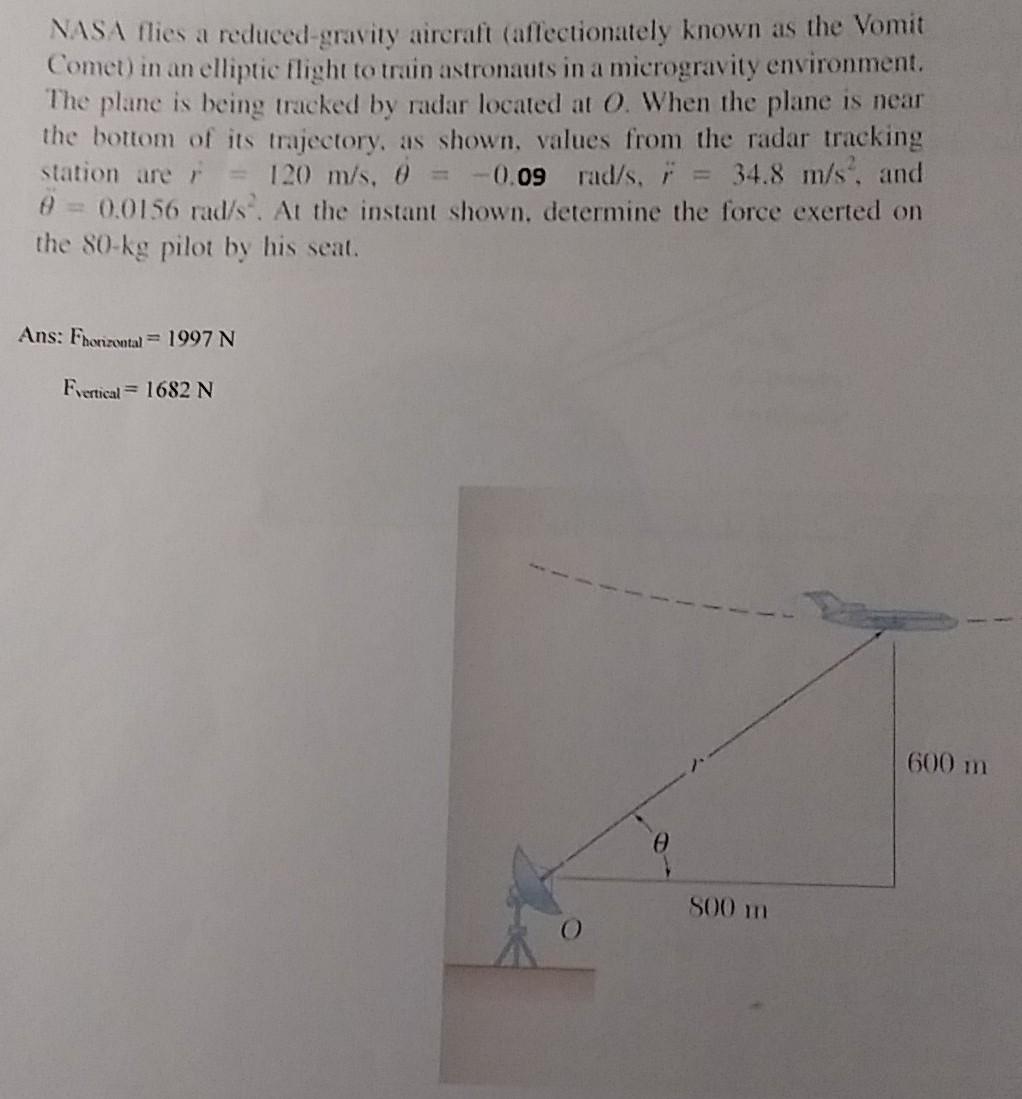Solved NASA flies a reduced-gravity aircraft affectionately | Chegg.com