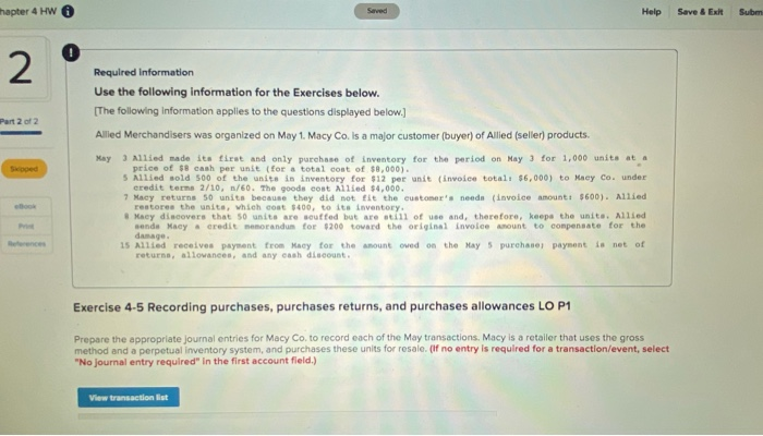 Solved Thapter 4 HW Help Save & Exit Subm Required | Chegg.com