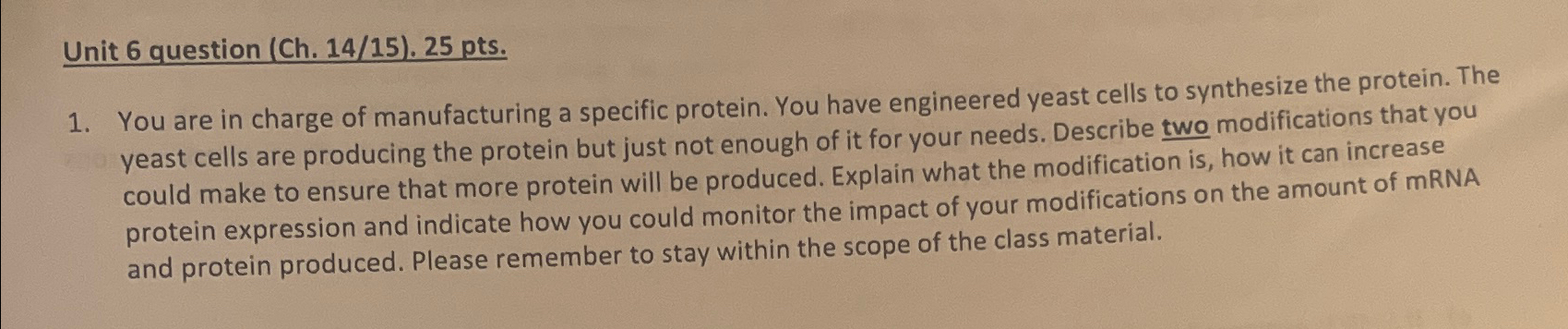 Solved Unit 6 ﻿question (Ch. 14/15). 25 ﻿pts.You are in | Chegg.com