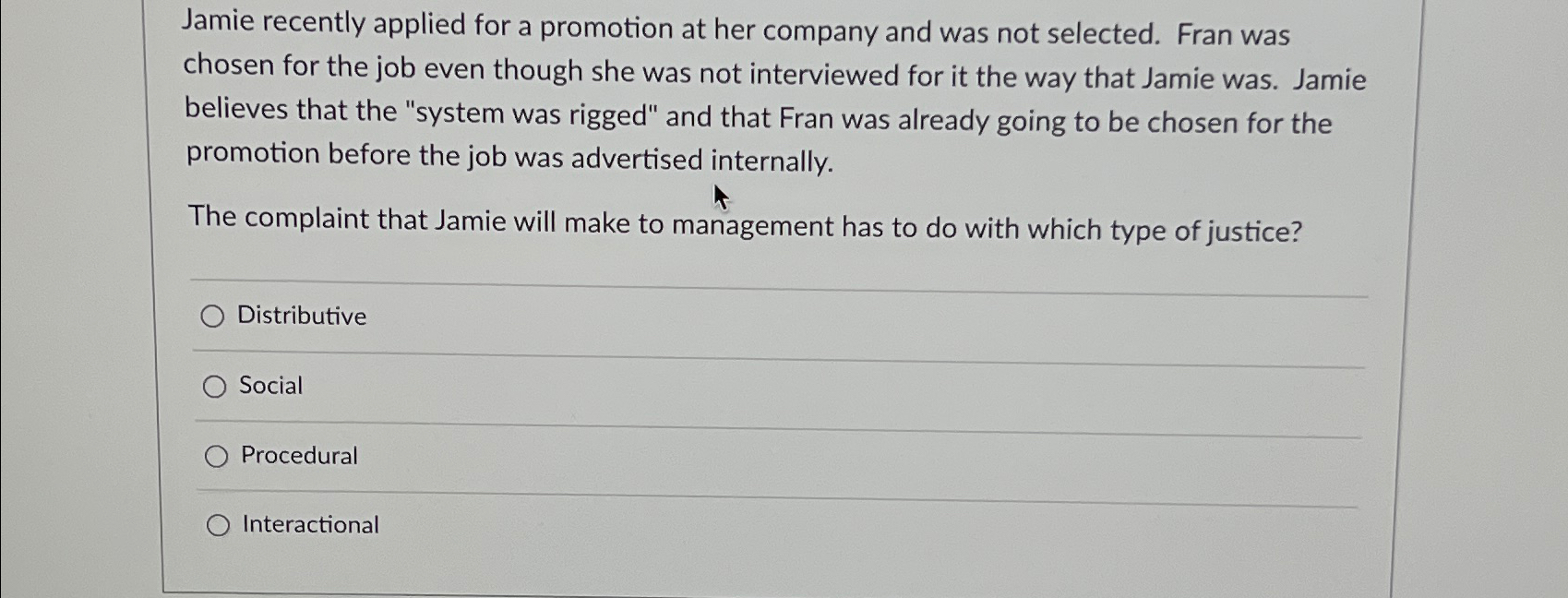 Solved Jamie recently applied for a promotion at her company | Chegg.com