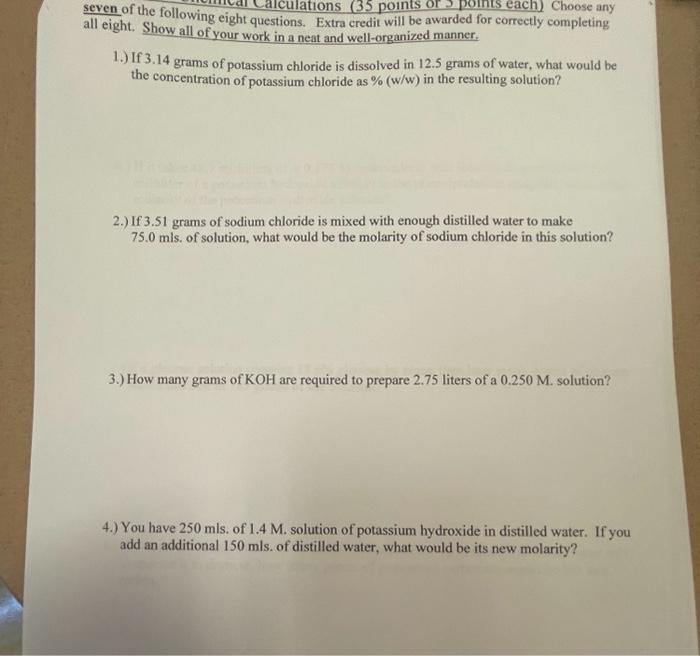 Solved seven of the following eight questions. Extra credit | Chegg.com