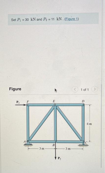 Solved Set P1=30kN and P2=11kN. (Figure 1) Figure 1 of 1 | Chegg.com