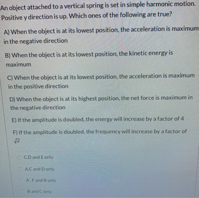 Solved An object attached to a vertical spring is set in | Chegg.com