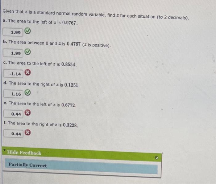 Solved Given that z is a standard normal random variable, | Chegg.com