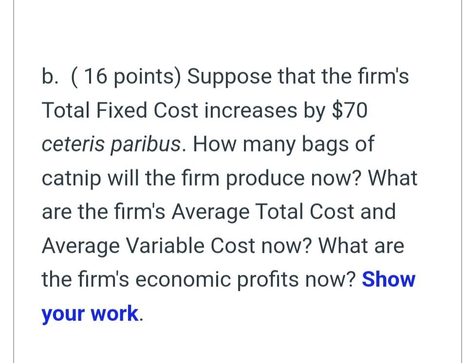 Solved b. ( 16 points) Suppose that the firm's Total Fixed | Chegg.com