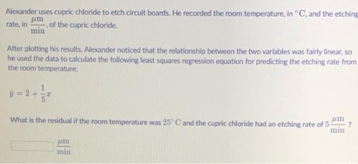 Solved Alexander uses cupric chloride to etch circuit | Chegg.com