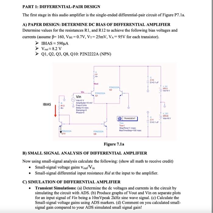 Solved PART 1: DIFFERENTIAL-PAIR DESIGN The first stage in | Chegg.com