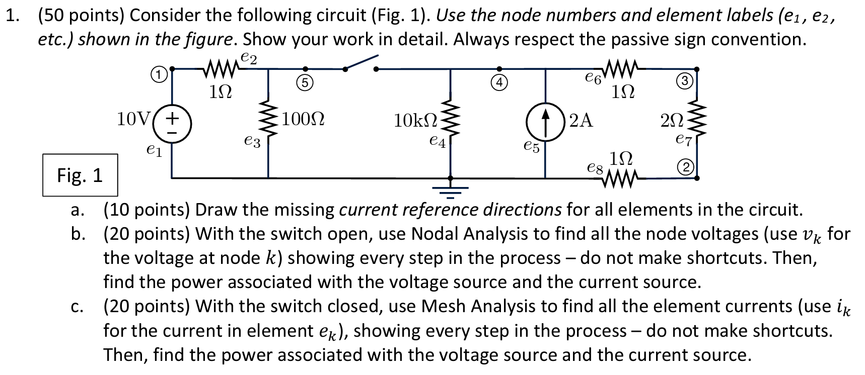 Solved (50 ﻿points) ﻿Consider the following circuit | Chegg.com