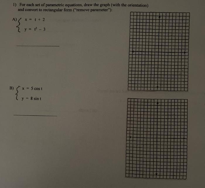 Solved 1) For each set of parametric equations, draw the | Chegg.com