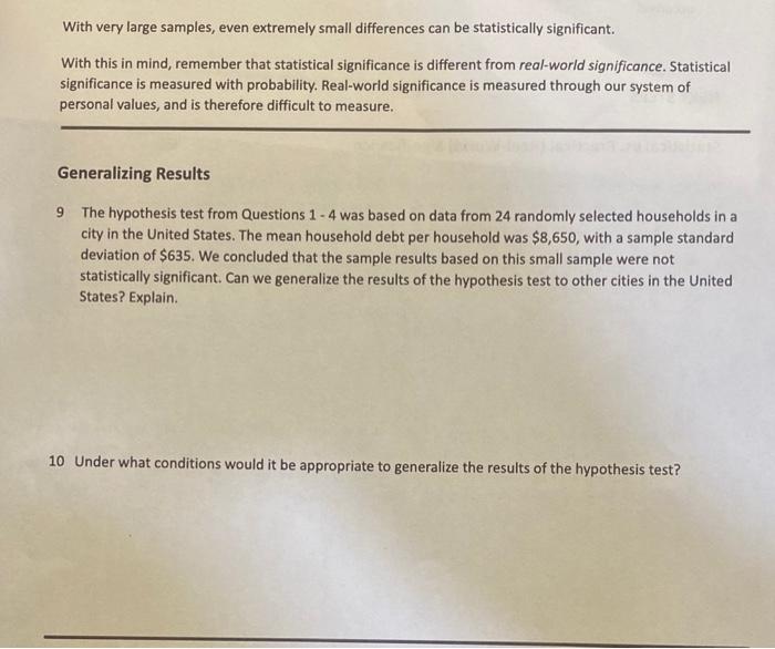 Solved Statistical vs. Practical (Real-World) Significance | Chegg.com