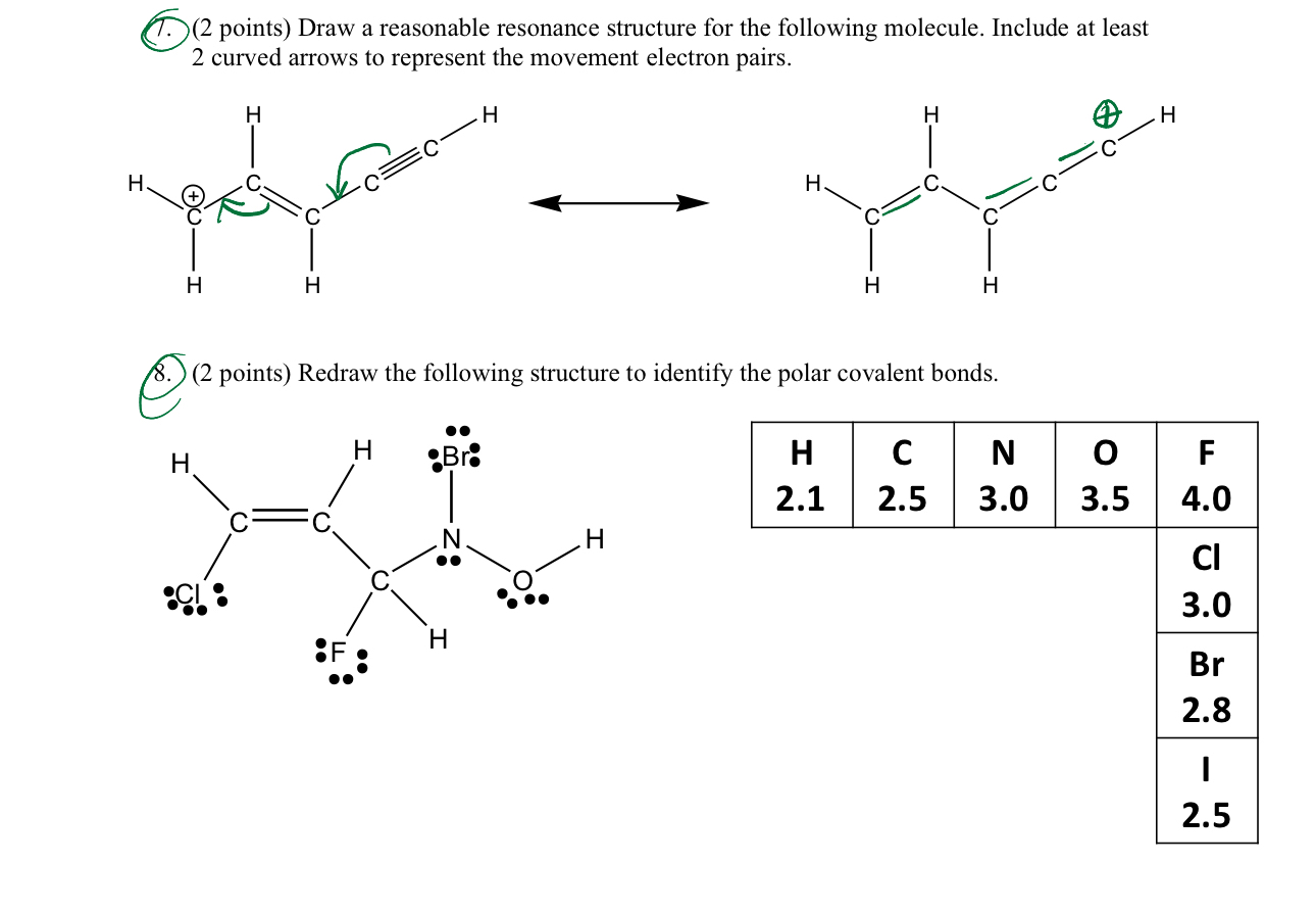 Solved (1.) (2 ﻿points) ﻿Draw a reasonable resonance | Chegg.com