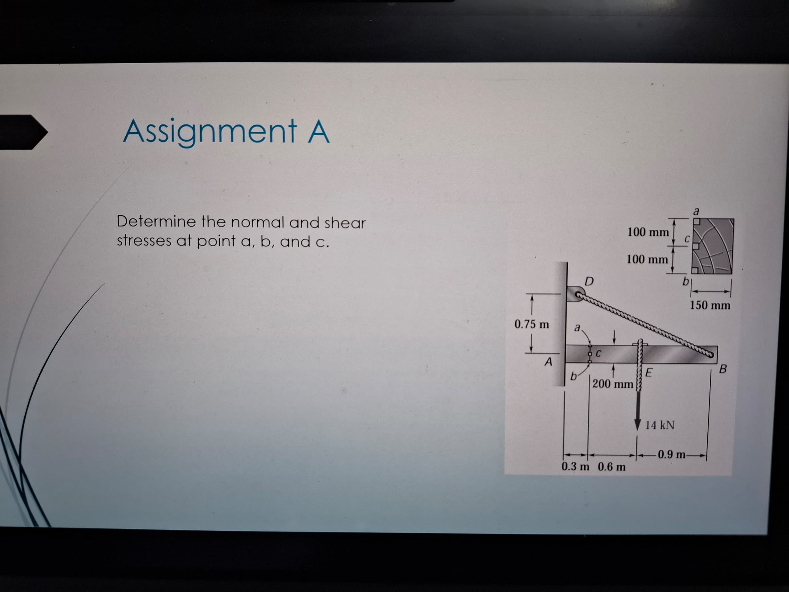 Solved Determine the normal and shearstresses at point a,b, | Chegg.com
