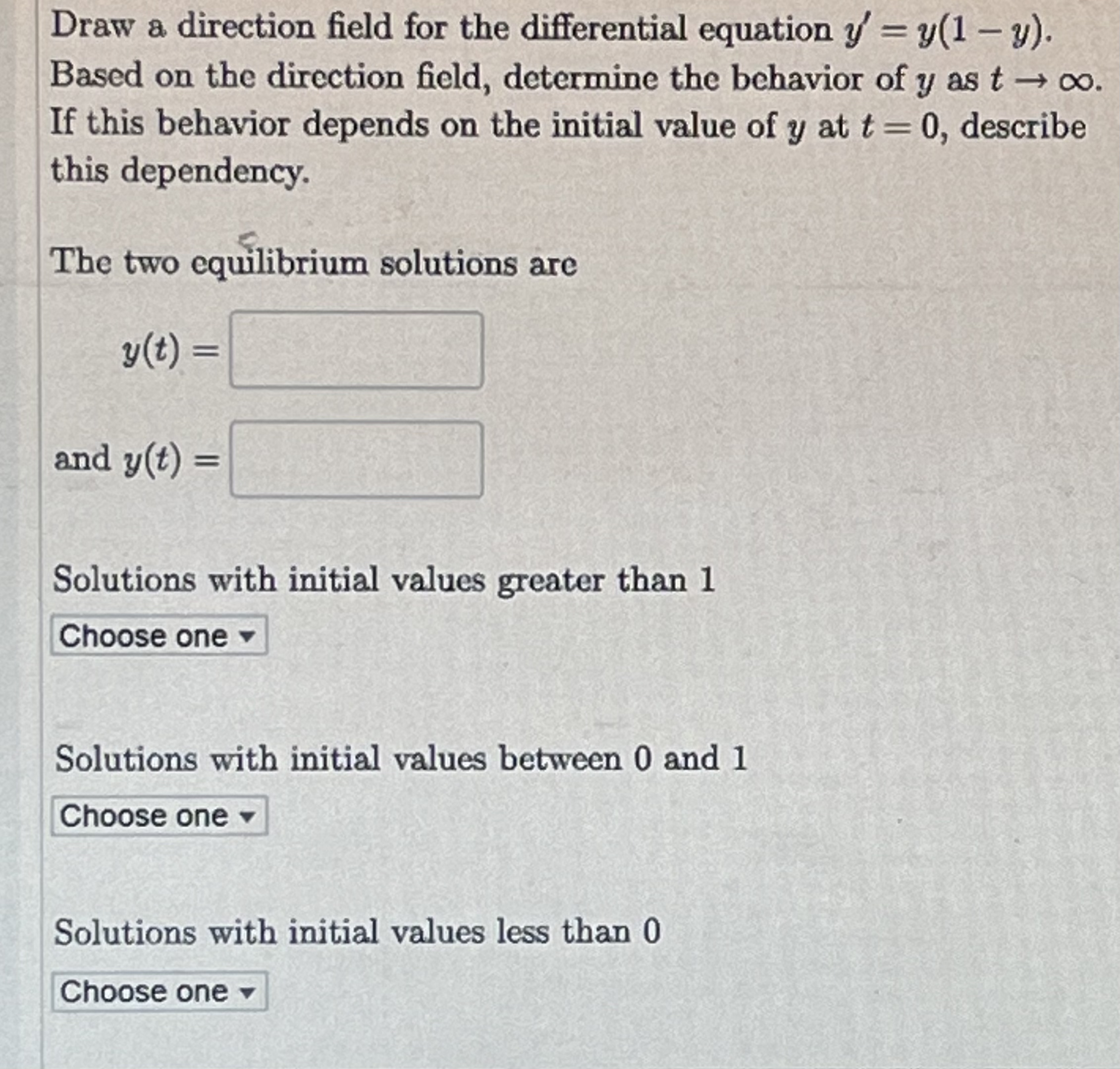 Solved Draw a direction field for the differential equation | Chegg.com