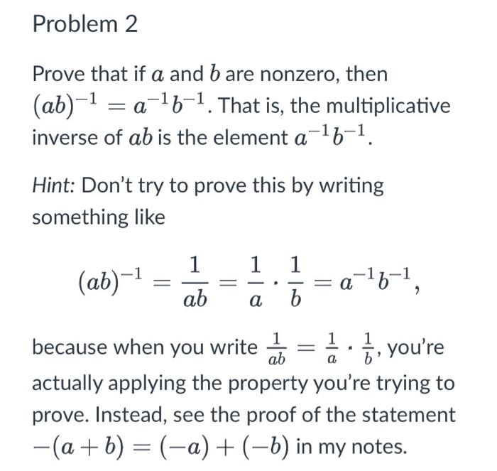 Solved Prove that if a and b are nonzero, then | Chegg.com