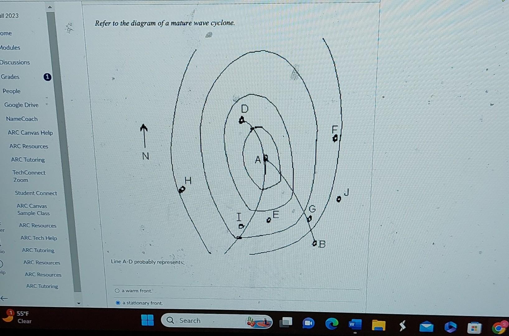 Solved Refer to the diagram of a mature wave cyclone. a warm | Chegg.com