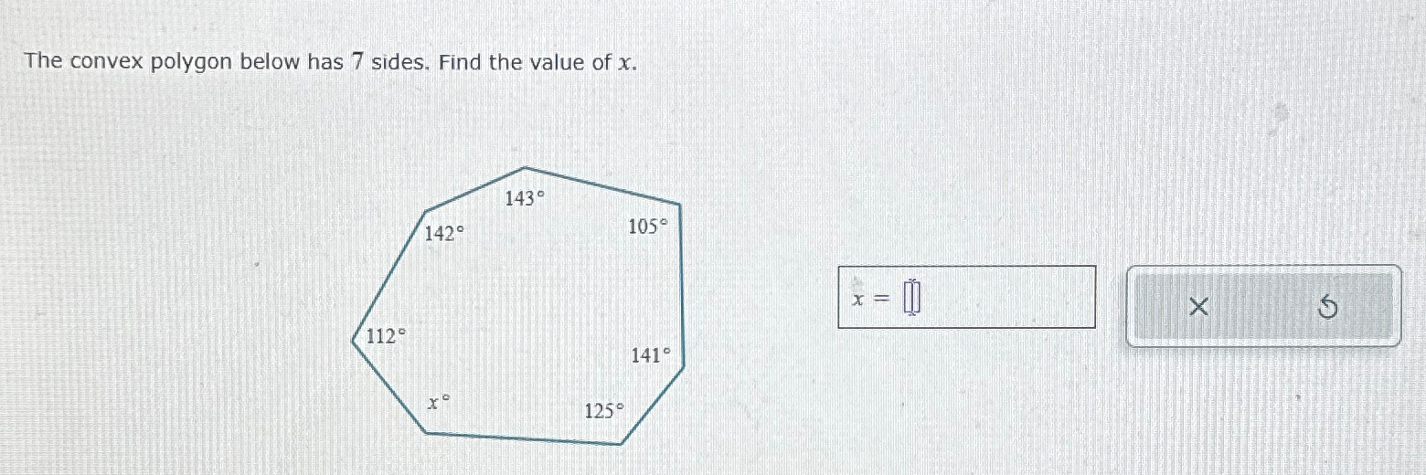 Solved The convex polygon below has 7 ﻿sides. Find the value | Chegg.com