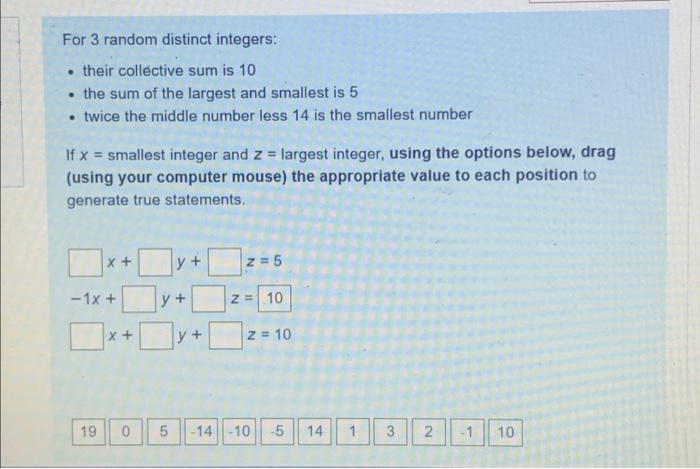 Solved For 3 random distinct integers: • their collective | Chegg.com
