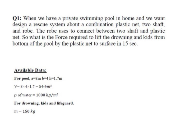 Solved Q1: When we have a private swimming pool in home and | Chegg.com