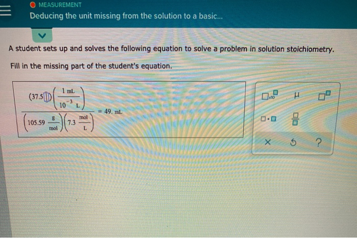 Solved O MEASUREMENT Deducing the unit missing from the | Chegg.com