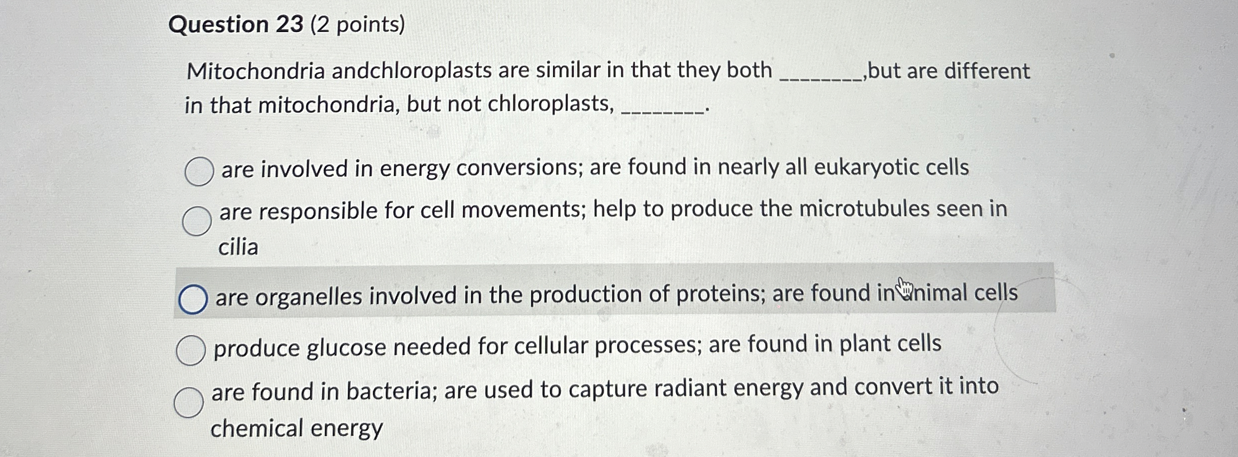 Chloroplasts And Mitochondria Answers