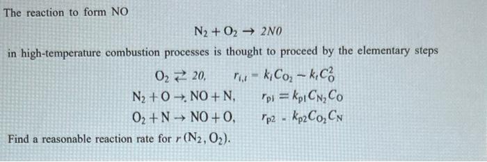 Solved The reaction to form NO N2 + O2 + 2NO in | Chegg.com