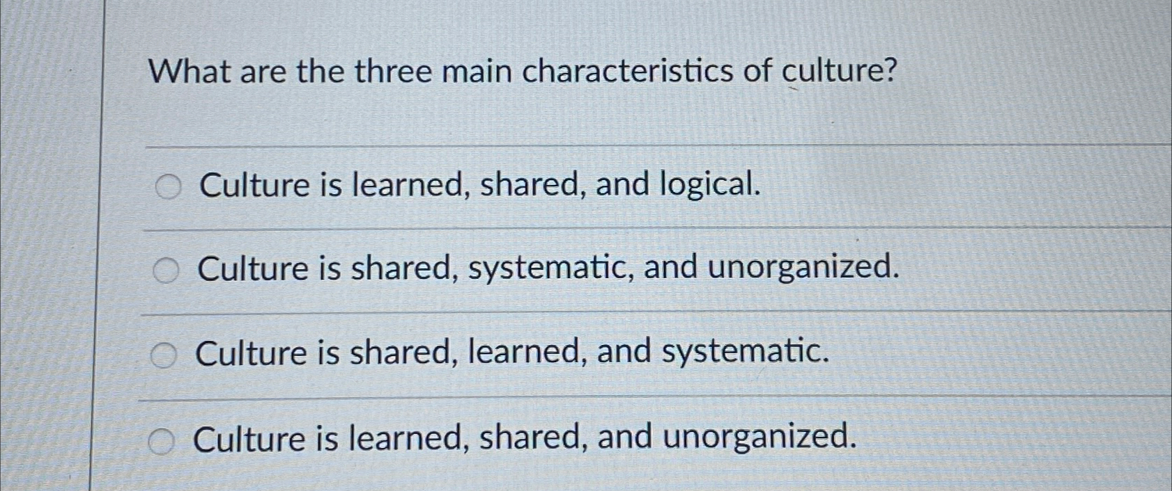 Solved What are the three main characteristics of | Chegg.com