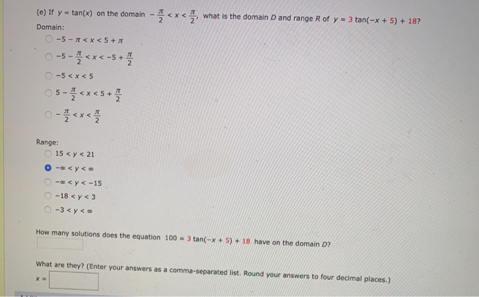 Solved a) If y = sin(x) on the domain − π/2 ≤ x ≤ π/2, what | Chegg.com