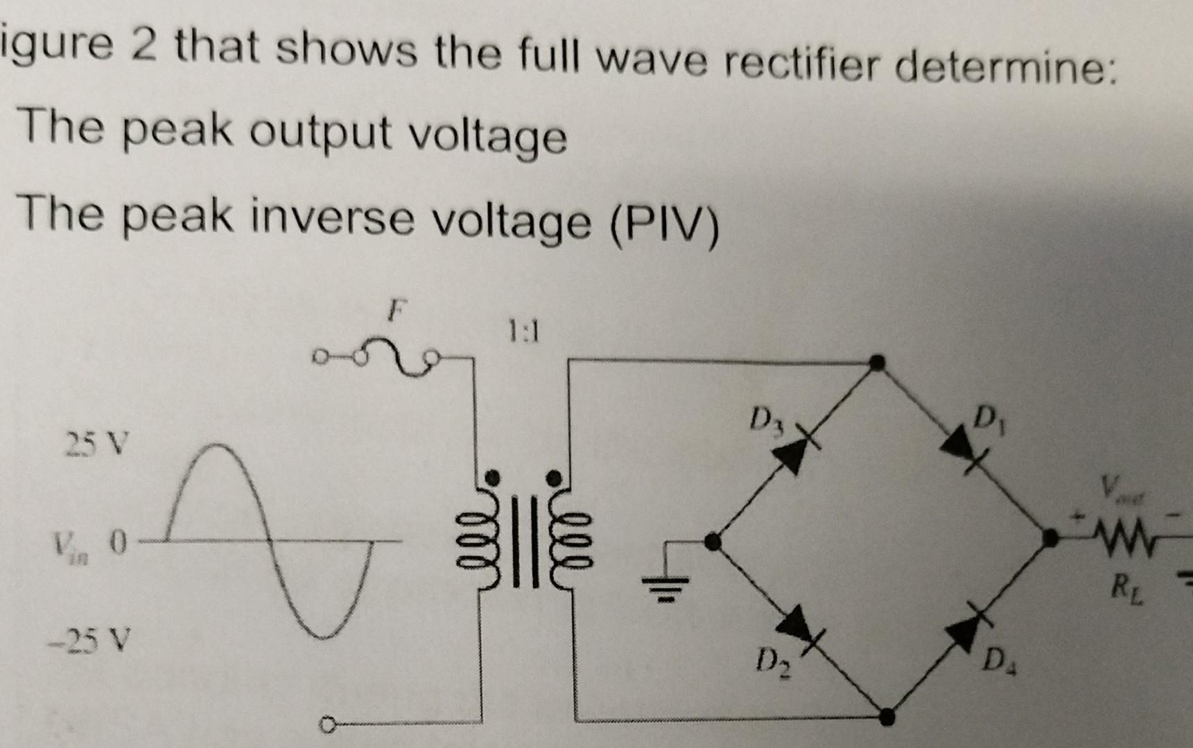 gure 2 that shows the full wave rectifier determine: | Chegg.com gure 2 that shows the full wave rectifier determine: | Chegg.com