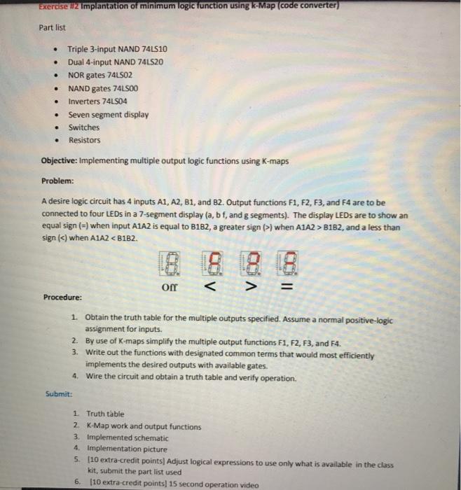 Solved Exercise #2 Implantation of minimum logic function | Chegg.com