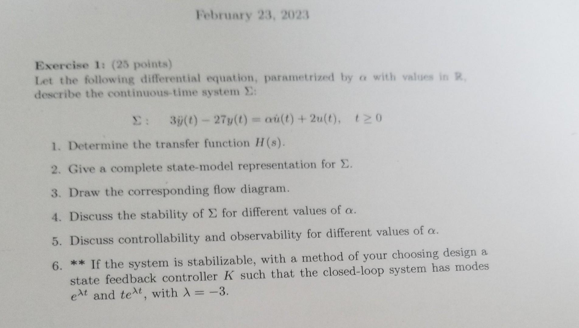 Solved Exercise 1: (25 points) Let the following | Chegg.com