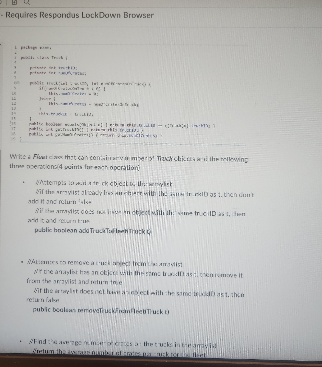 Solved //Attempts to remove a truck object from the | Chegg.com