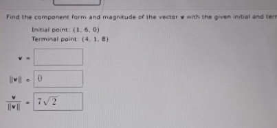 Solved Find the component form and magnitude of the vector v | Chegg.com