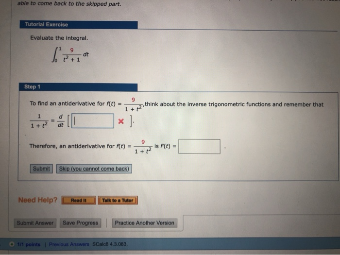 Solved able to come back to the skipped part. Tutorial | Chegg.com