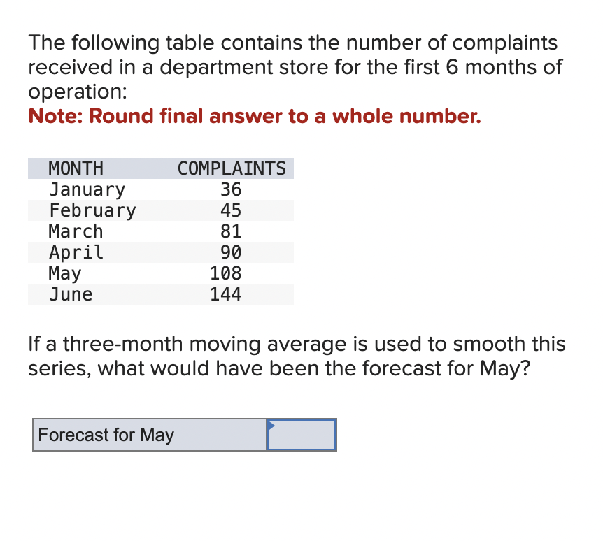The following table contains the number of complaints | Chegg.com