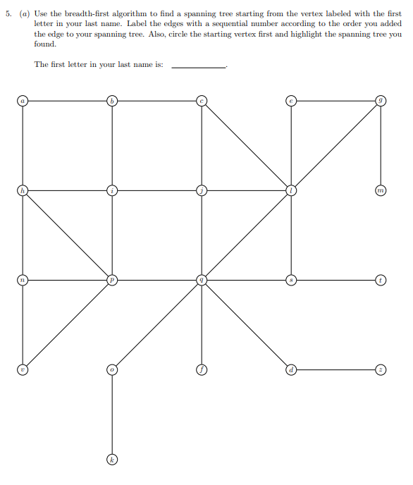 Solved (a) ﻿Use the breadth-first algorithm to find a | Chegg.com