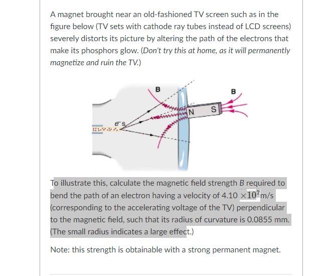Solved A magnet brought near an old-fashioned TV screen such | Chegg.com