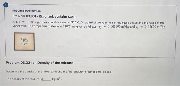 Solved Required information Problem 03.031 - Rigid tank | Chegg.com
