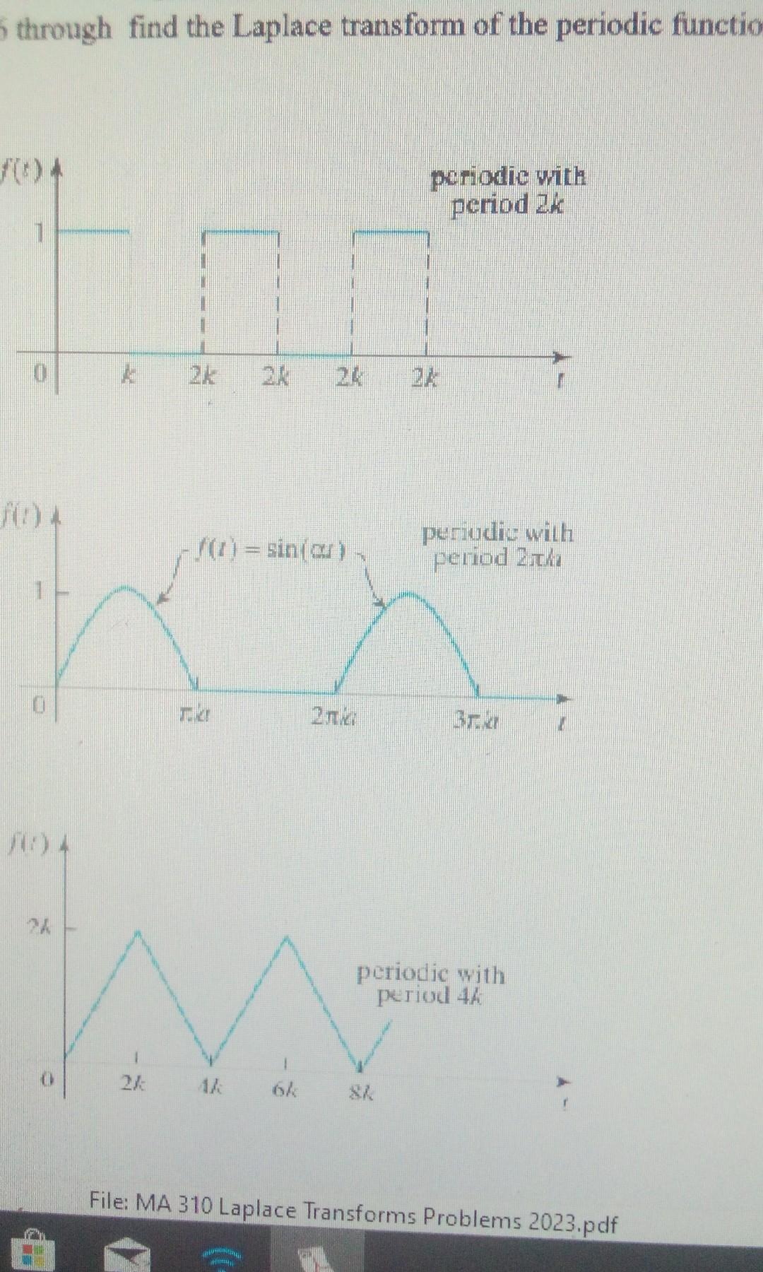 just find the laplace transforms for the periodic | Chegg.com