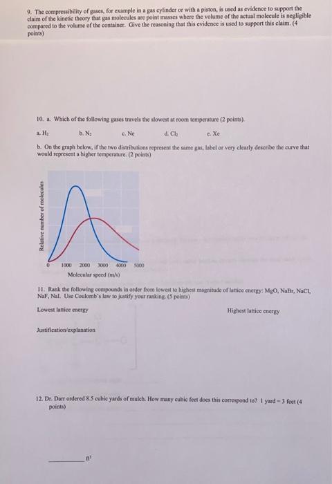 Solved 9. The compressibility of gases, for example in a gas | Chegg.com