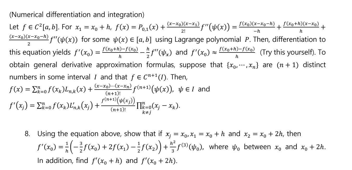 Solved (Numerical differentiation and integration) Let | Chegg.com