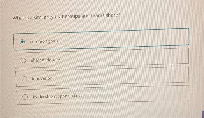 Solved What is a similarity that groups and teams share? | Chegg.com