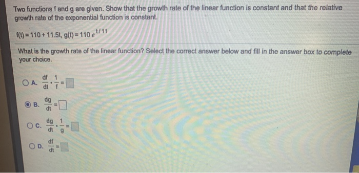 Solved Two functions fand g are given. Show that the growth | Chegg.com