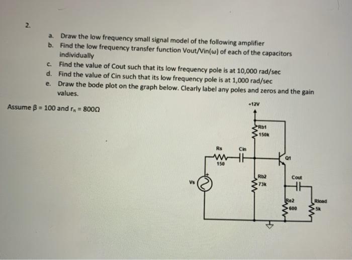 Solved 2. a. Draw the low frequency small signal model of | Chegg.com