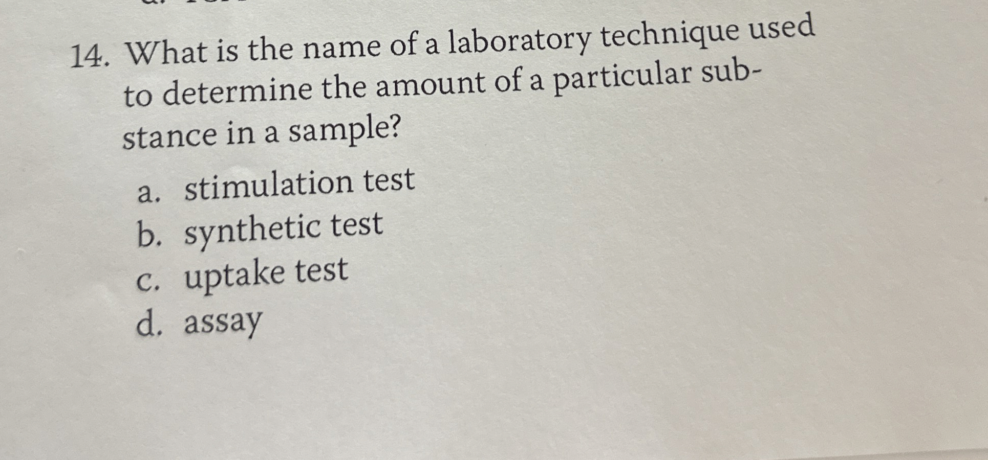Solved What is the name of a laboratory technique used to | Chegg.com