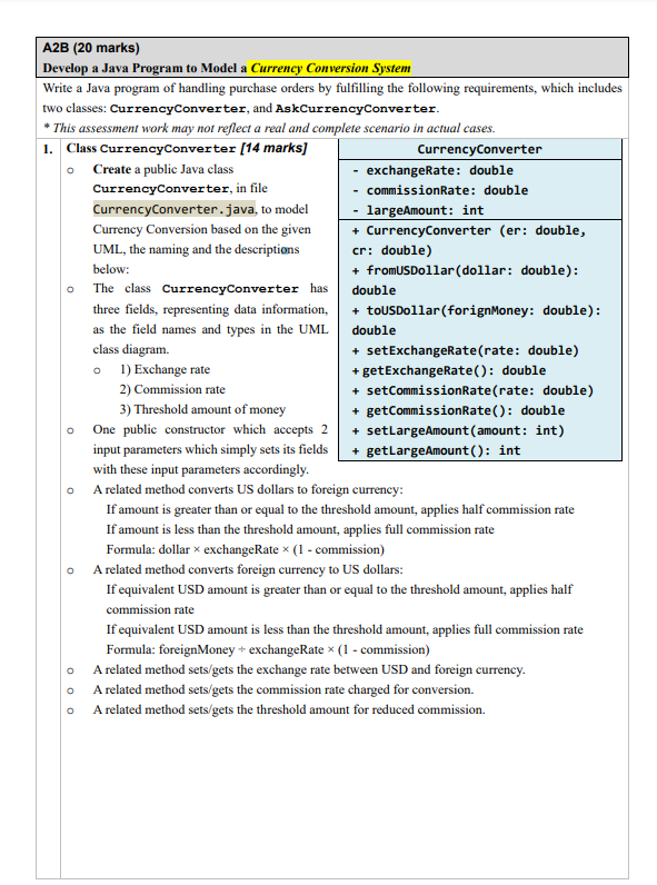 Solved A2B (20 ﻿marks)Develop a Java Program to Model a | Chegg.com