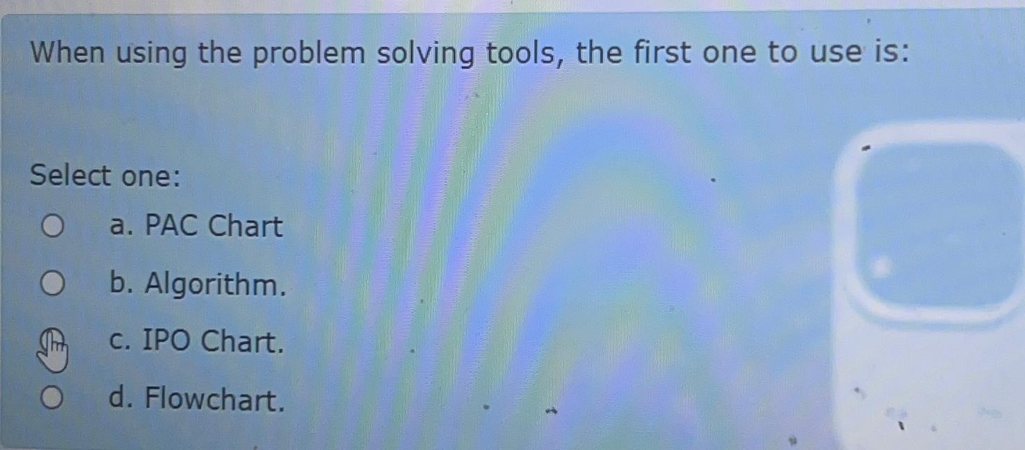 Solved When using the problem solving tools, the first one | Chegg.com