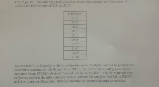 Solved Q2 (25 ﻿points) ﻿The following table is a small | Chegg.com