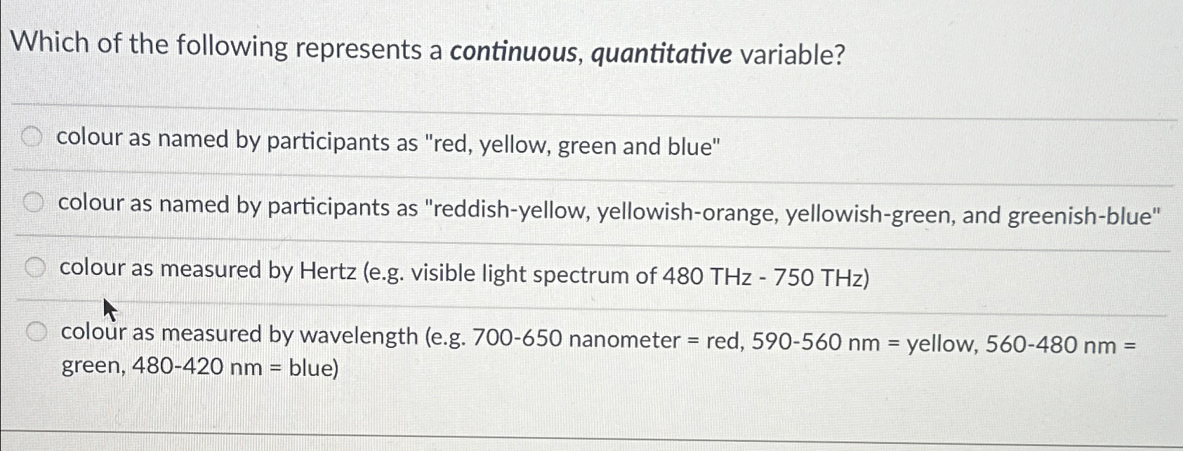 Solved Which of the following represents a continuous, | Chegg.com